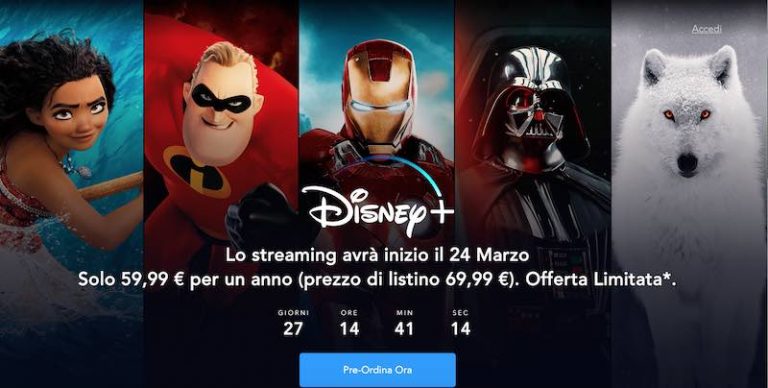 Promozione Disney Plus: abbonamento 1 anno a soli 59,99€