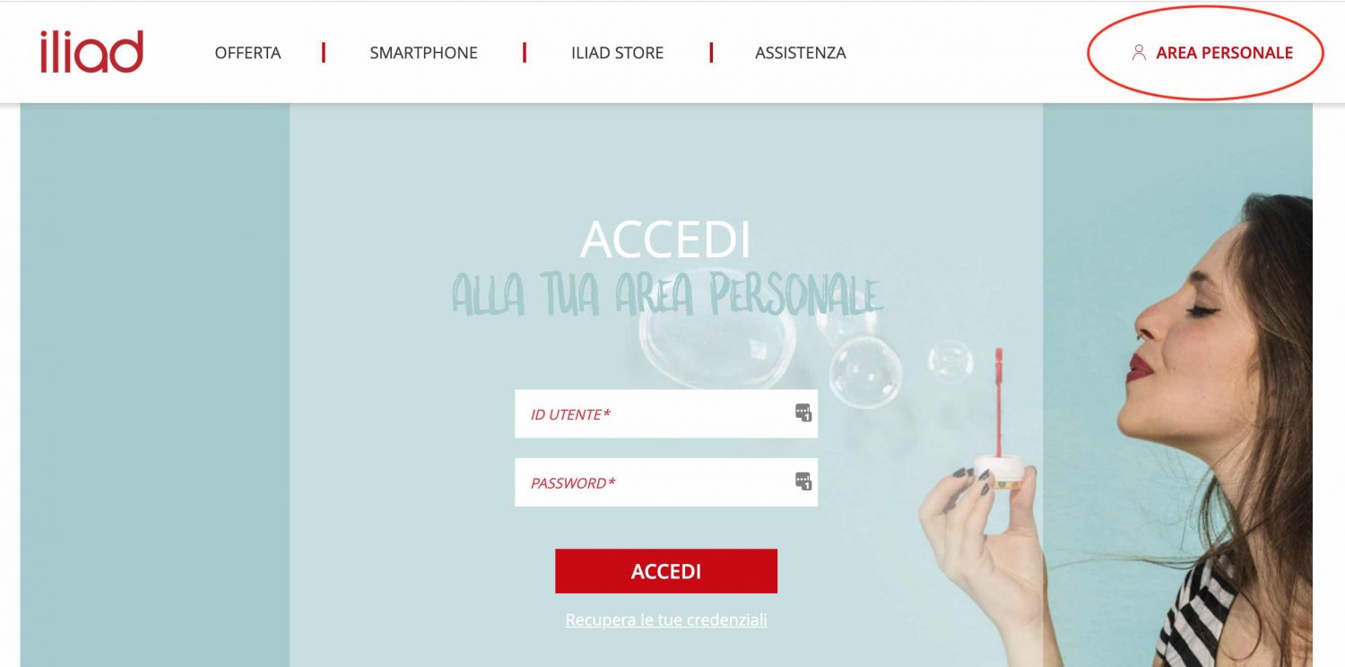 Area personale Iliad: tutte le funzionalità
